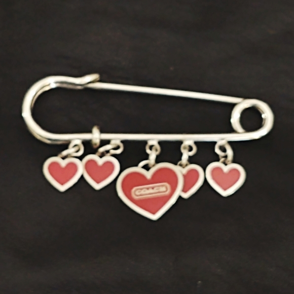 Coach | Jewelry | Vintage Y2k Coach Silver Pin With Red Enamel Dangling ...